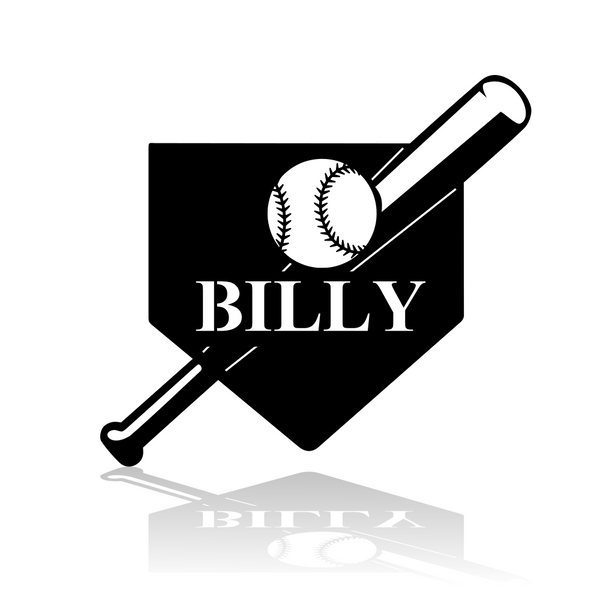 Baseball, Bat & Home Plate With Name - Personalized Custom Metal Art ...