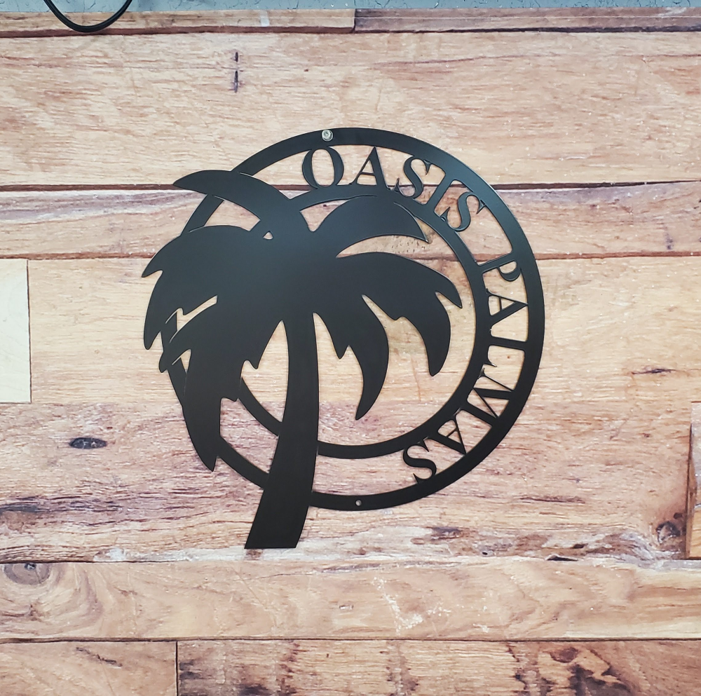 Round Palm Tree Monogram - Advanced Metal Art