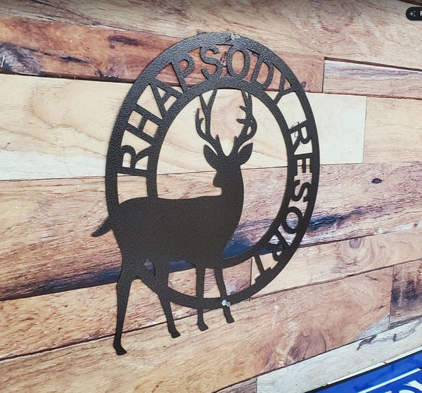 Round Deer Monogram With Name - Personalized Custom Metal Art Home ...